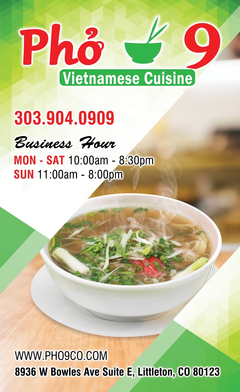Our Menu - Pho 9 II Restaurant