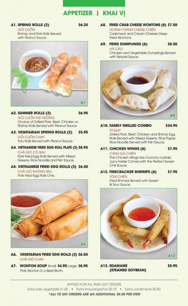 Our Menu - Pho 9 II Restaurant