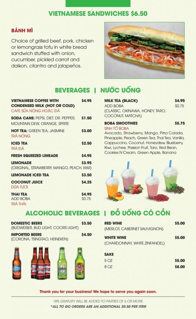 Our Menu - Pho 9 II Restaurant