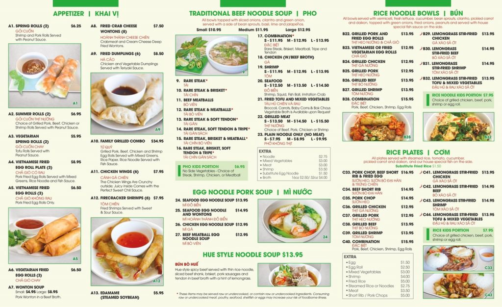 Our Menu - Pho 9 II Restaurant